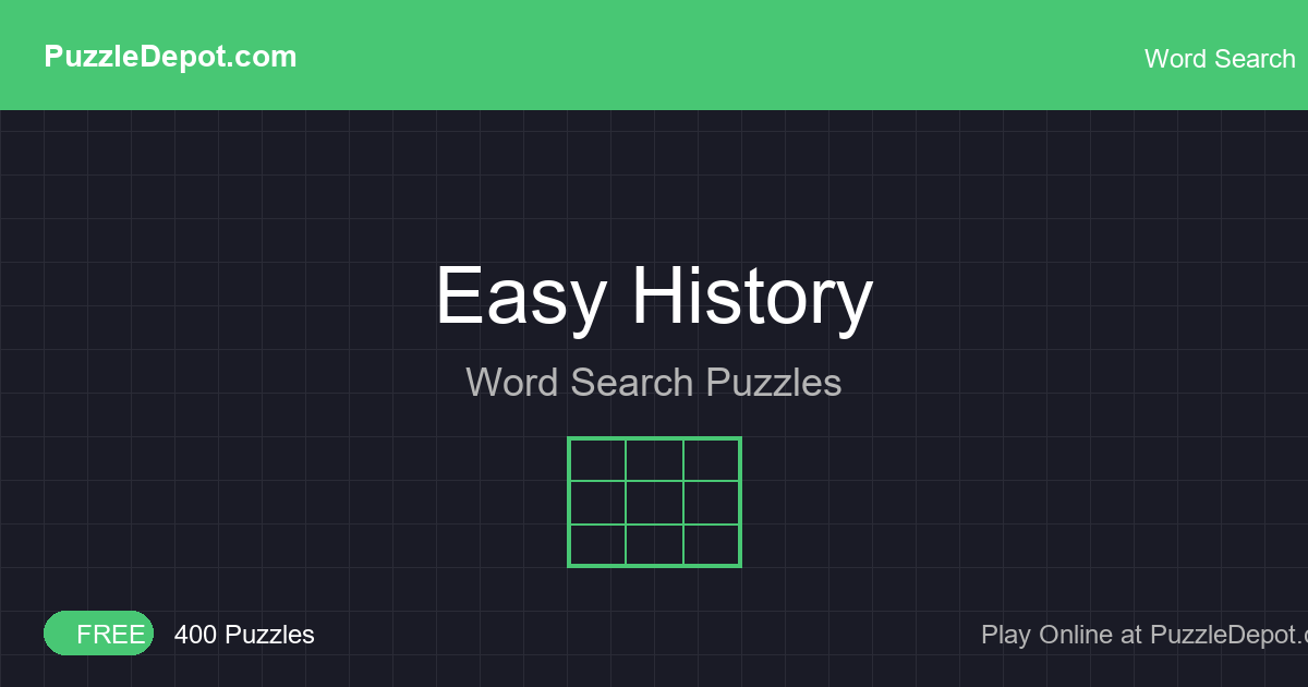 Easy History Word Search Puzzles | Puzz.com